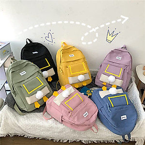 Kawaii Backpack Duck School Bag Casual Korean Version for Students Teens Aesthetic Cute Adorable Cartoon (Green)