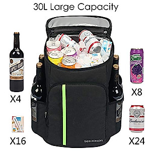 SEEHONOR Insulated Cooler Backpack Leakproof Soft Cooler Bag Lightweight Backpack with Cooler for Lunch Picnic Hiking Camping Beach Park Day Trips