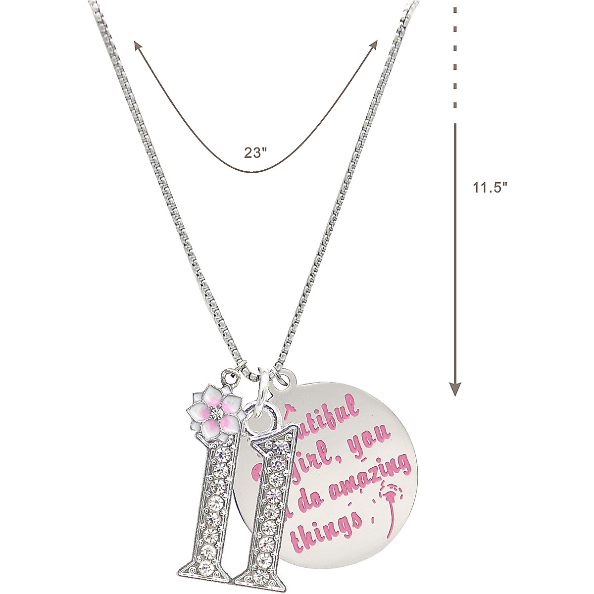 VeryMerryMakering 11th Birthday Gifts for Girls, Jewelry for Girls 11 Years Old, Girls 11th Birthday Bracelet, 11 Necklace Girls, 11th Birthday Jewelry, 11th Birthday Cherry Blossom Dandelion Jewelry