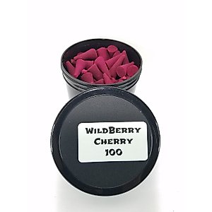 Backwoods Lighting LLC Wild Berry Cherries Incense Cones 100 Count in an Air Tight Reusable Jar/Relax,Love,and Luck/Highly Fragranced,Cone,Small