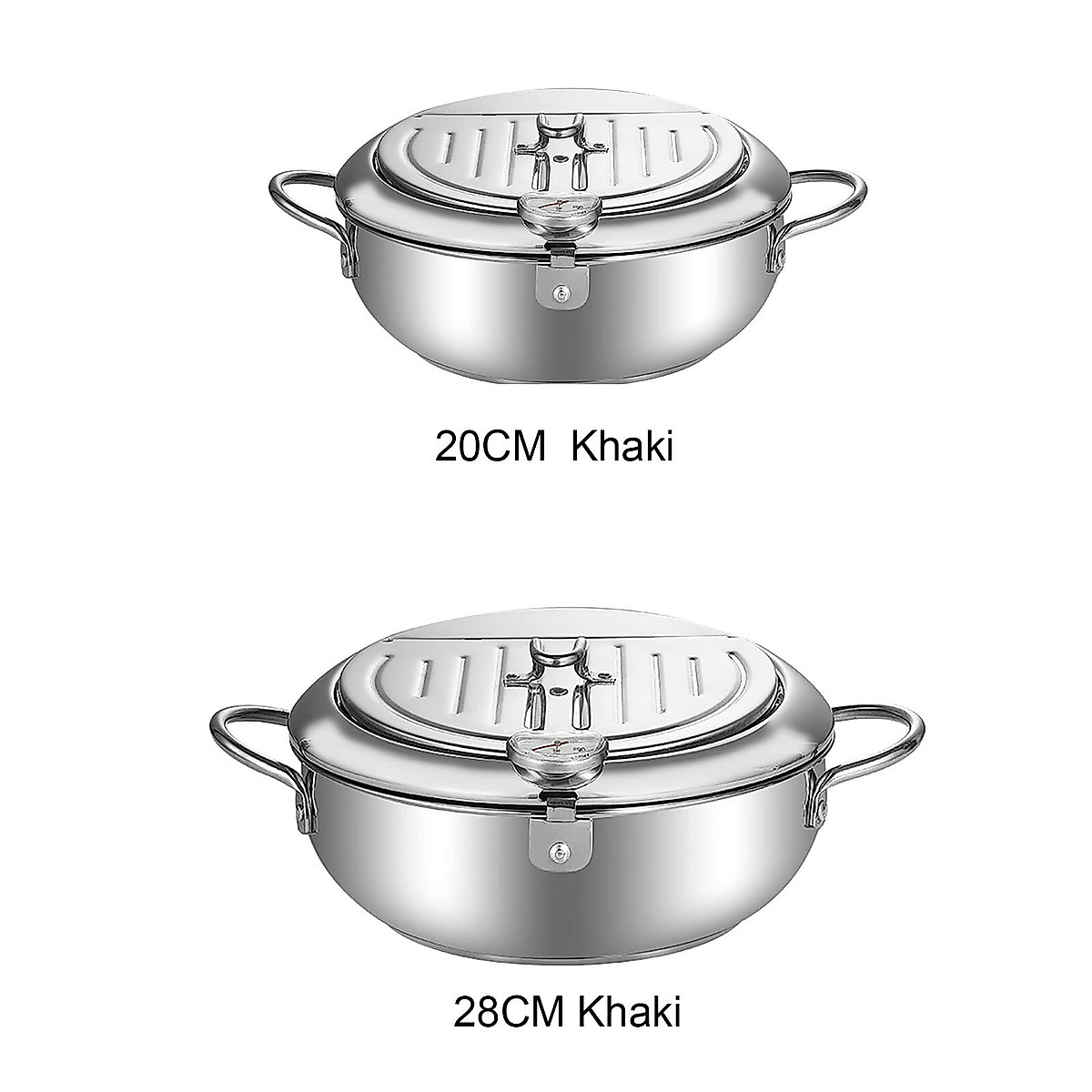 BestAlice Deep Fryer Pot, 10in(3.4L) Stainless Steel Frying Pot, Upgrade Deep Fryer Pot with Thermometer, Japanese Small Deep Frying Pot with Oil Drip Drainer Rack for French Fries Fish Chicken