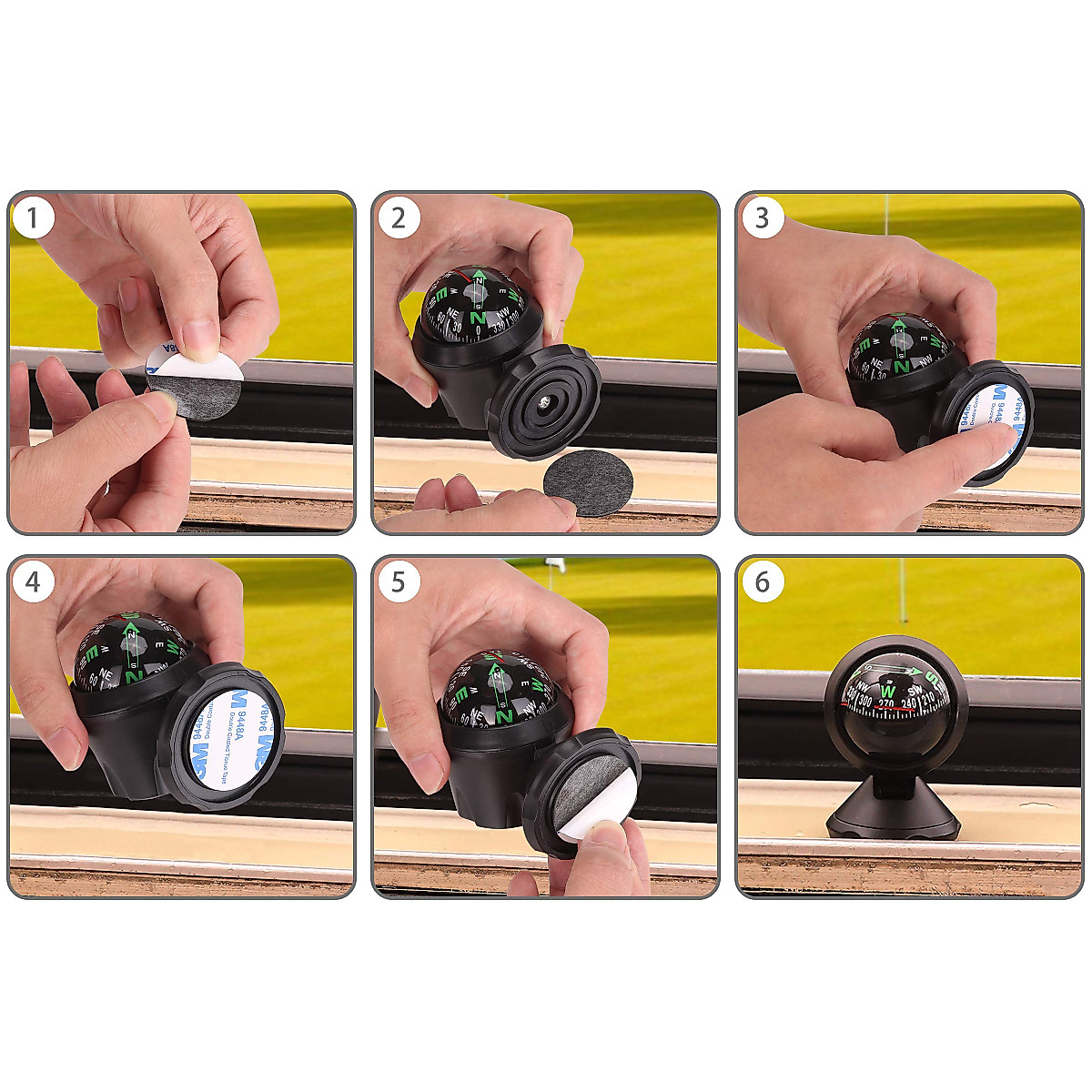 10L0L Golf Cart Compass Dash Mount Adjustable, Navigation Hiking Direction Pointing Guide Ball for Boat Truck Auto Car Outdoor