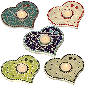 Mosaic Craft Kit, Tea Light Base DIY Art Handcrafted Project Pink Blue
