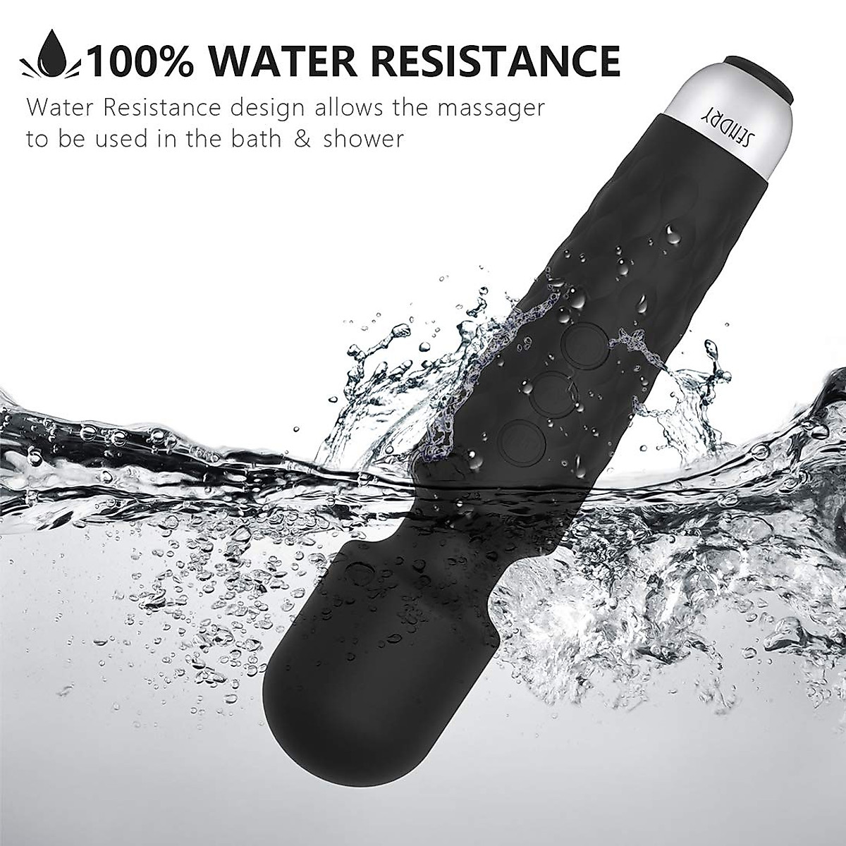 Female Vibrator, G-Spot & Sex Toy, 20 Modes & 8 Speeds Wand Massager, Quiet, Waterproof, USB Rechargeable Vibrator, Hand-Held Cordless Sex Toys Vibrator for Her Pleasure, Female Adult Toy (Black)