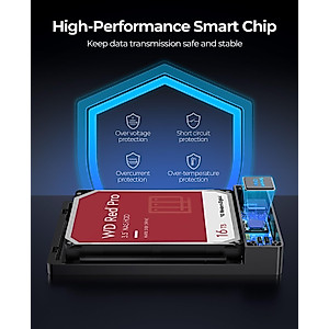ORICO USB 3.0 External Hard Drive Enclosure for 3.5/2.5 Inch SATA Hard Drives/SSD Up to 20 TB, 3.5'' Tool-Free HDD Enclosure with 12V/2A Power Supply and UASP Acceleration (3588US3)