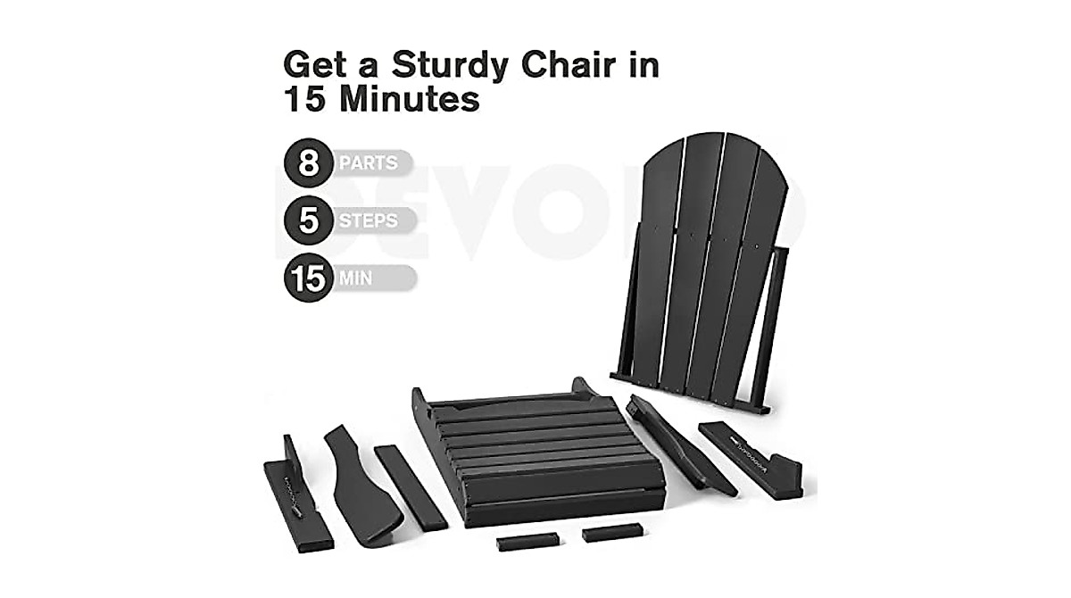 Devoko Black Adirondack Chair - Durable, Weather-Resistant Outdoor ...