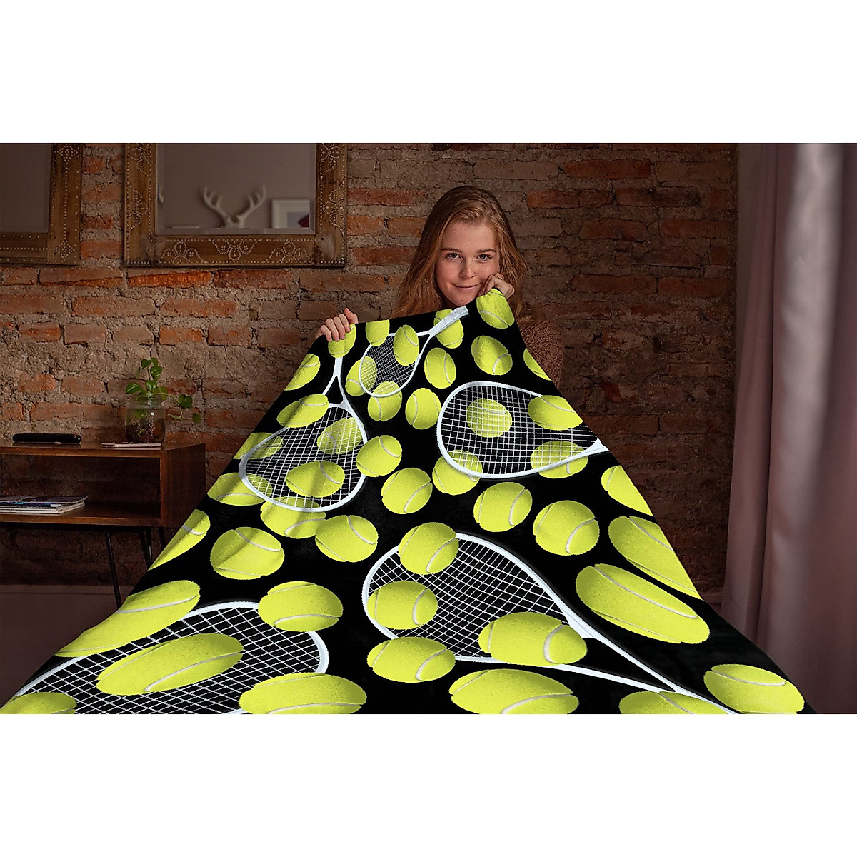 Softerhug Blanket Tennis Soft Cozy Throw Lightweight Microplush Blankets for Couch Bed Sofa All Season Warm-60"x50" Twin for Teen