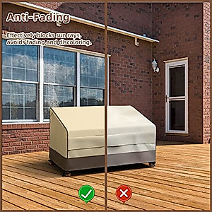 MR. COVER 2-Seater Outdoor Loveseat Cover Waterproof, 60-Inch Patio Furniture Covers, Large Air Vents, UV-Resistant & Heavy Duty Material, Brown & Khaki