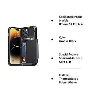 VRS DESIGN Damda Glide Pro Phone Caase for iPhone 14 Pro Max, Sturdy Semi Auto Wallet [4 Cards] Case Compatible for iPhone 14 Pro Max Case (2022)