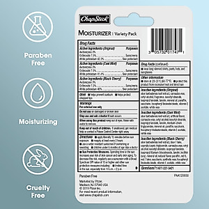 ChapStick Moisturizer 2-in-1 Lipcare SPF 15, Original, Black Cherry, Cool Mint, 3-Pack – Sunscreen Lip Balm with Aloe Vera and Vitamin E, 0.15 Oz Ea