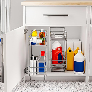 Home Zone Living Pull Out Kitchen Cabinet Organizer with Two Tiers of Storage, 7” W x 20” D