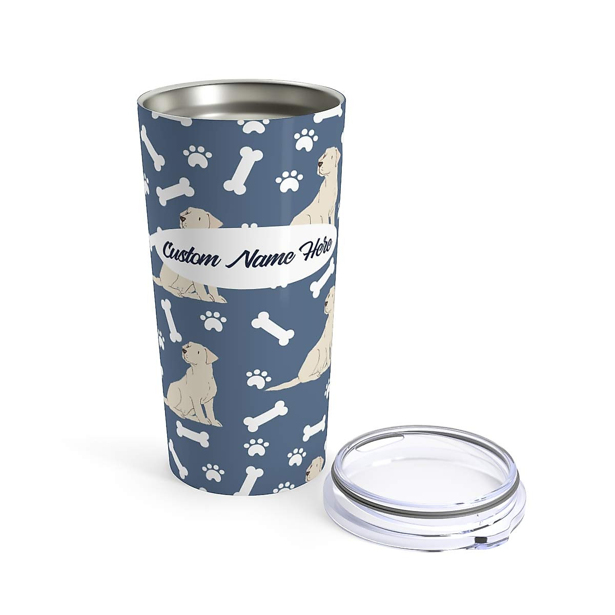 Custom Yellow Lab 20oz Travel Mug - Personalized Stainless Steel Insulated Tumbler Cup for Dog Lovers Warm Cold Drinks Coffee Beer Gifts for Men Women Labrador Retriever