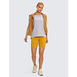 CRZ YOGA Women's Pima Cotton Short Sleeve Shirts Boat Neck Loose Fit Gym Workout T-Shirt Athletic Casual Tops Iced Iris Medium