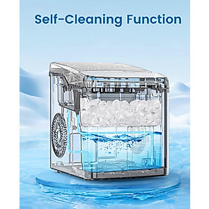 COWSAR Ice Makers Countertop, 26.5lbs/24H, 9 Bullet Ice Cubes in 6 Mins, Self-Cleaning Ice Makers with Basket and Scoop, 2 Sizes of Bullet Ice, Ideal for Home/Kitchen/Party/Camping, Black