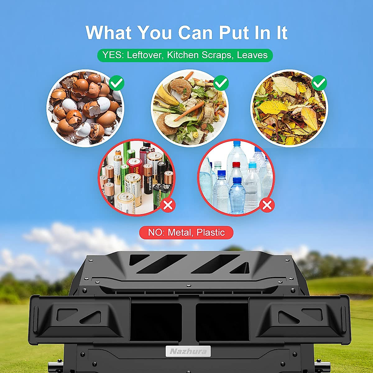 Compost Tumbler Bin Composter Dual Chamber 43 Gallon (Bundled with Pearson's Gardening Gloves)