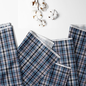 Bacati Crib Fitted Sheet, Blue Plaids Yarn Dyed (Pack of 2)