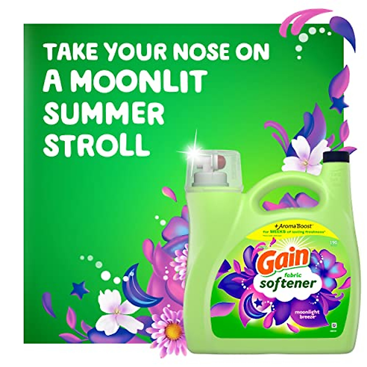 Gain Liquid Fabric Conditioner, Moonlight Breeze Fabric Softener, 190 loads, 164 fl oz
