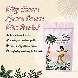 Hard Wax Beads, Ajoura 1lb Refill Wax Beans for Hair Removal Kit, Brazilian Coarse Waxing for Bikini, Face, Eyebrow, Back, Chest, Legs, Armpit, At Home Waxing Beads for Women Men