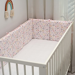 6Pcs Cotton Baby Crib Bumper Pads, 12x12IN Breathable Mesh Crib Liner Padded Crib Bumpers Safe Crib Protector Buffer Pads Crib Bedding Bumper Washable Bed Bumper for Cribs for Toddler Boys Girls