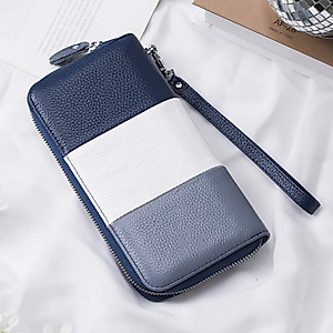 Moflycom Womens Wallet RFID Blocking Genuine Leather Multi Credit Card Large Capacity Zip Around Clutch Travel Purse Wristlet