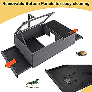 Tortoise House Large Tortoise Habitat Cage, Upgraded Wooden Tortoise Large Box Turtle Habitat Enclosure with Light Support Frame,Trays, Weatherproof Roof, Reptile Cage House for Lizards, Geckos
