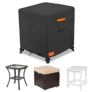 Dalema Outdoor Adirondack Side Table Cover,Heavy Duty 600D 100% Waterproof Patio Small Outdoor Table Covers,Outside Weather Resistant Furniture Cover for End Table.22"x22"x18",Black.
