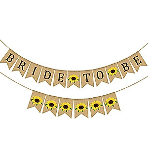 Doumeny Bride to Be Burlap Banner Rustic Sunflower Bunting Garland Bridal Shower Party Banner Jute Wedding Bunting Banner for Bachelorette Engagement Announcement Anniversary Party Photo Prop Decor