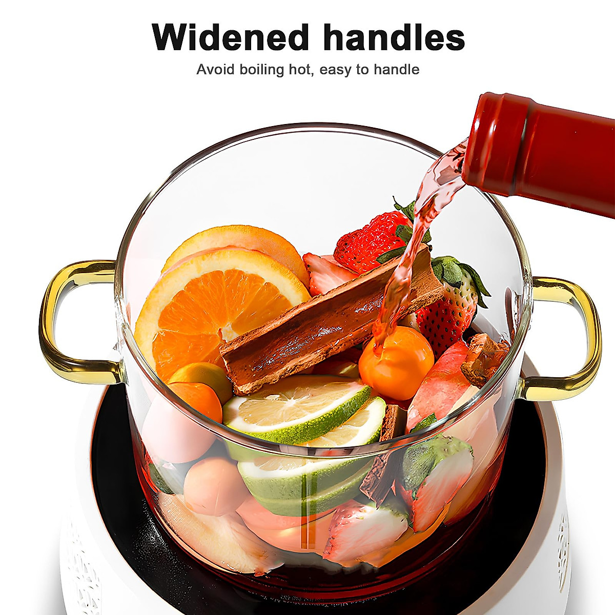 GANAZONO Glass Cooking Pot Glass Stovetop Pot Clear Pot Glass Cookware Glass Saucepan 2300ml