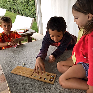 TOWO Mancala Board Game - Kalaha Board Game with Folding Wooden Board Natural Stone Pebbles -Families Board Games-Mancala Games Strategic Game for Kids Adult