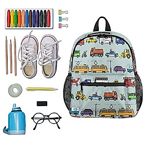 TropicalLife Toddler Backpack Car Colorful Truck Kids Backpack for Boys and Girls Cute Bus Preschool Bag Kindergarten Schoolbag With Chest Strap