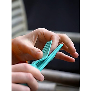 Travel Utensils Set with Case - Travel cutlery set including Knife, Fork, Spoon and Chopsticks with Portable Case for camping. Made from Eco Friendly, Reusable Materials by Lund London – Mint