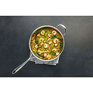 Sardel 4QT Saute Pan - Made in Italy, Stainless Steel Deep Frying Pan for Sauteeing, Non Stick, Lightweight, Sturdy Heat Resistant Handle, Induction Compatible & Oven Safe