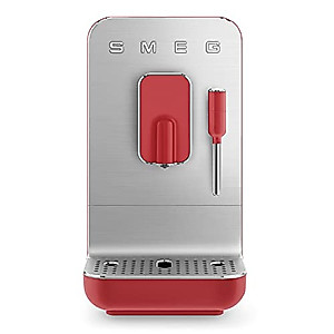 Smeg Fully Automatic Coffee Machine with Steam, Black BCC02RDMUS, Whole Bean Grinder and Titan Renew Water Tank