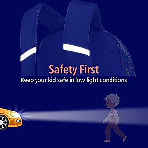 F-color Kids Backpack for School - Lightweight Toddler - Water Resistant Preschool Backpack for Boys and Girls with Chest Strap, Reflective Stripes, BPA Free, Dinosaur Blue