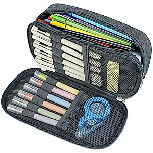 Large Pencil Case, 2022 Upgraded Big Capacity Pencil Pouch Pencil Bag for School Kids Girls Boys Teens Preppy Adults, Aesthetic Simple Pencil Case Organizer with Zipper-Grey