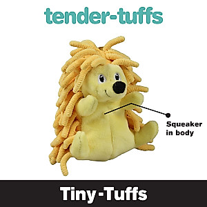 Snuggle Puppy Tender-Tuffs Tiny - Yellow Hedgehog Stuffed Plush Dog Toy with Squeaker - Small Breed Stuffed Cuddly Soft Toy