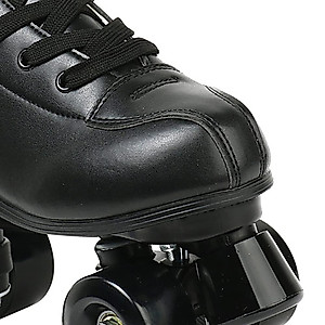 Womens Roller Skates PU Leather High-Top Roller Skates Classic Double-Row Wheels Shiny Indoor Outdoor Beginner Roller Skates for Teens Adult Unisex (Black Wheel,41)
