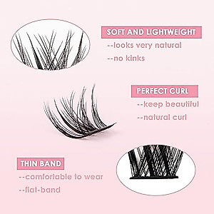 DIY Lash Extension Kit 120 Pcs Individual Lashes with Lash Bond and Seal Applicator Eyelash Extension Kit Wide Stem Cluster Lashes Reusable Cluster Eyelash Extensions 10-16mm C D Curl - V28