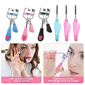 14 Pcs Eyelash Curler Set, 3 in 1 Eyelash Curler with Built in Comb, Include Eyelash Curler, Eyelash Comb Eyebrow Brush and Refill Pads, Eyelash Applicator Tool for Women (Size:14 Pcs/Set)
