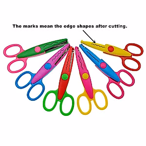 Kinteshun Lacework Wavy Paper Edger Scissors Pinking Shears Set for Handcraft Works(6pcs,Different Cutting Effects)