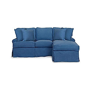 Sunset Trading Horizon Slipcovered Sleeper Sofa and Chaise, Indigo Blue