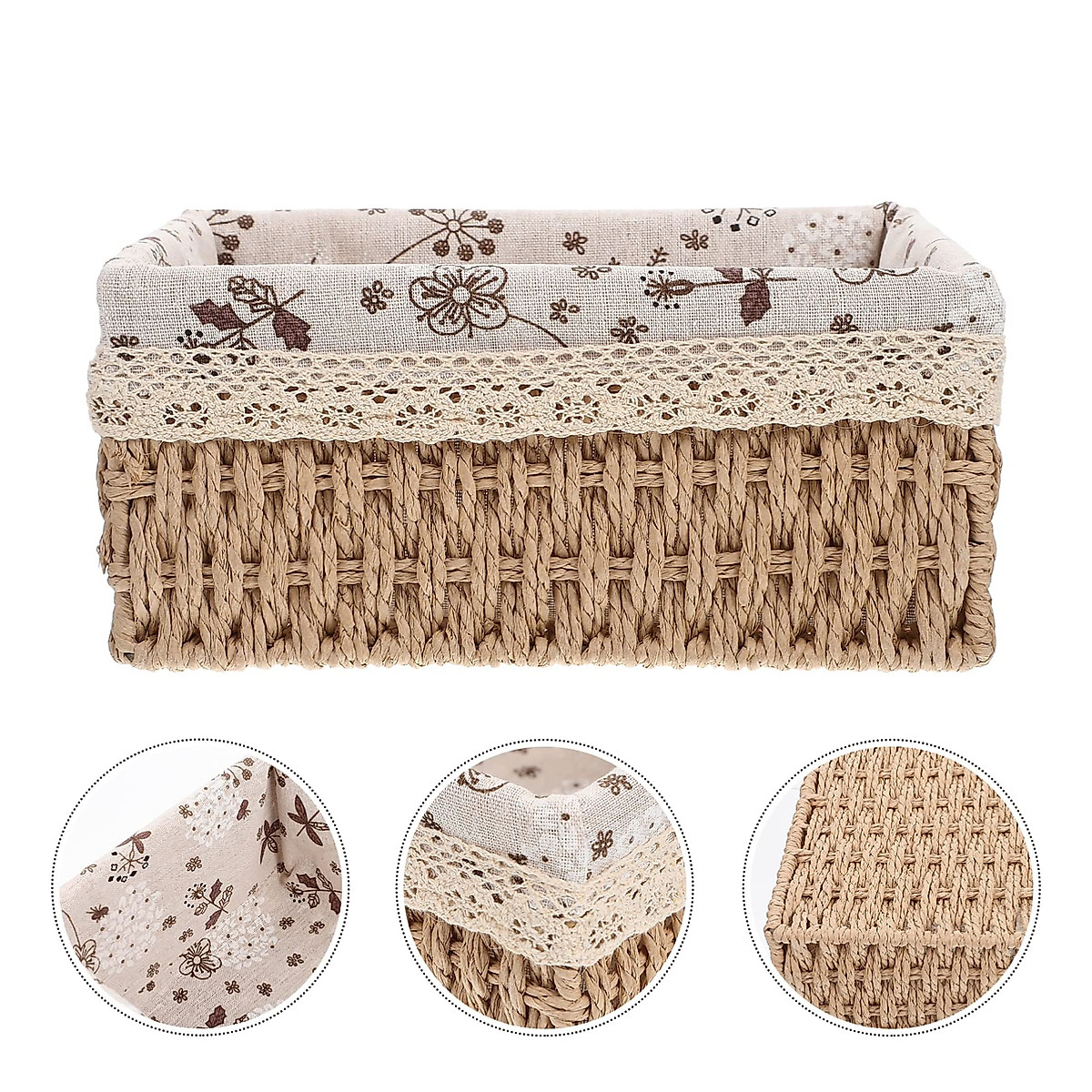 Cabilock Hyacinth Desktop Lined Beige Shelves Container Hand Sundries Countertop Living Cloth Flower Holder Liner Small Toilet Xxcm Towels Fabric Shelf Baskets Wicker Makeup Straw