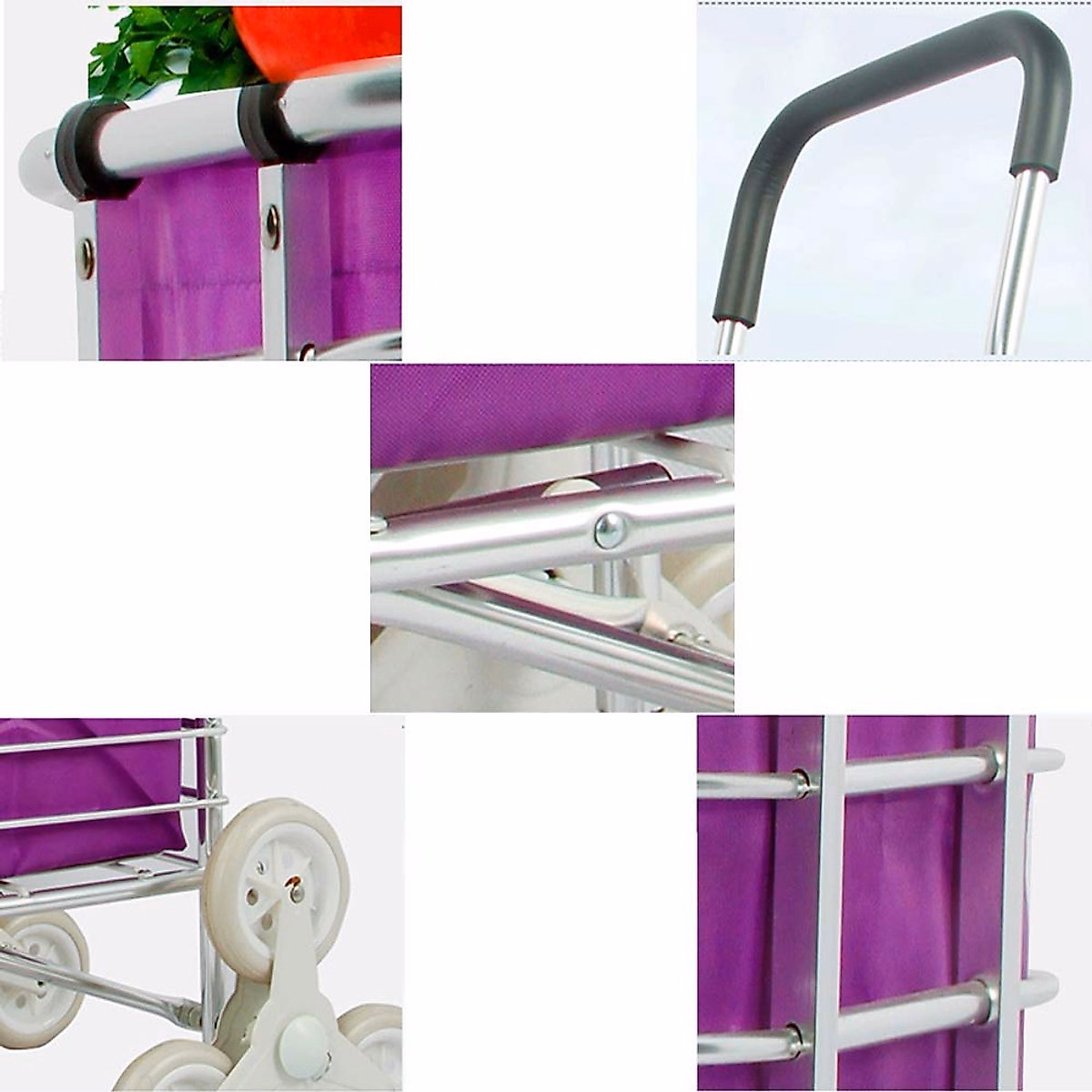 YGCBL Multifunction Portable Hand Trucks,Trolleyshopping Trolley Aluminum Alloy Foldable High Capacity Foam Wheel Mute, Load 30 Kg, 6 Wheels,B