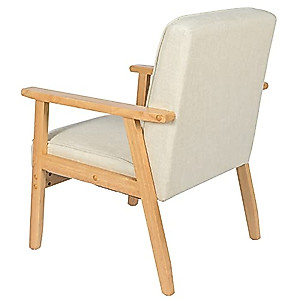 Okeysen Mid Century Modern Accent Chair, Retro Wood and Fabric Armchairs Side Chair, Lounge Reading Comfy Arm Chair for Living Room, Bedroom, Office