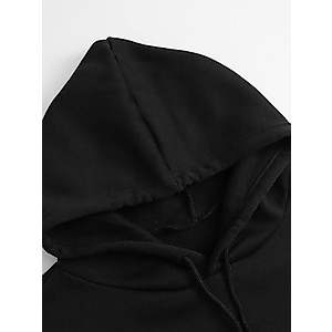 SHENHE Women's Slogan Letter Print Long Sleeve Hooded Sweatshirt Pullover Hoodie Tops Black L