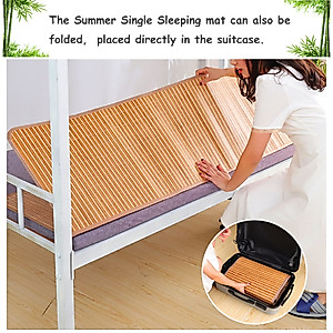 Summer Bamboo Sleeping mat, Foldable Double Sided Bamboo mat for bed, Mattress Topper twin Queen Cool mat for Living Bedroom Floor (90x190cm/35.4x74.8inch, Bamboo)