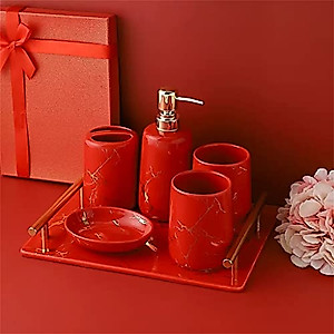 CZDYUF Marriage Newly Married Housewarming Gift Ceramic Bathroom Five-Piece Wash Set Bathroom Supplies