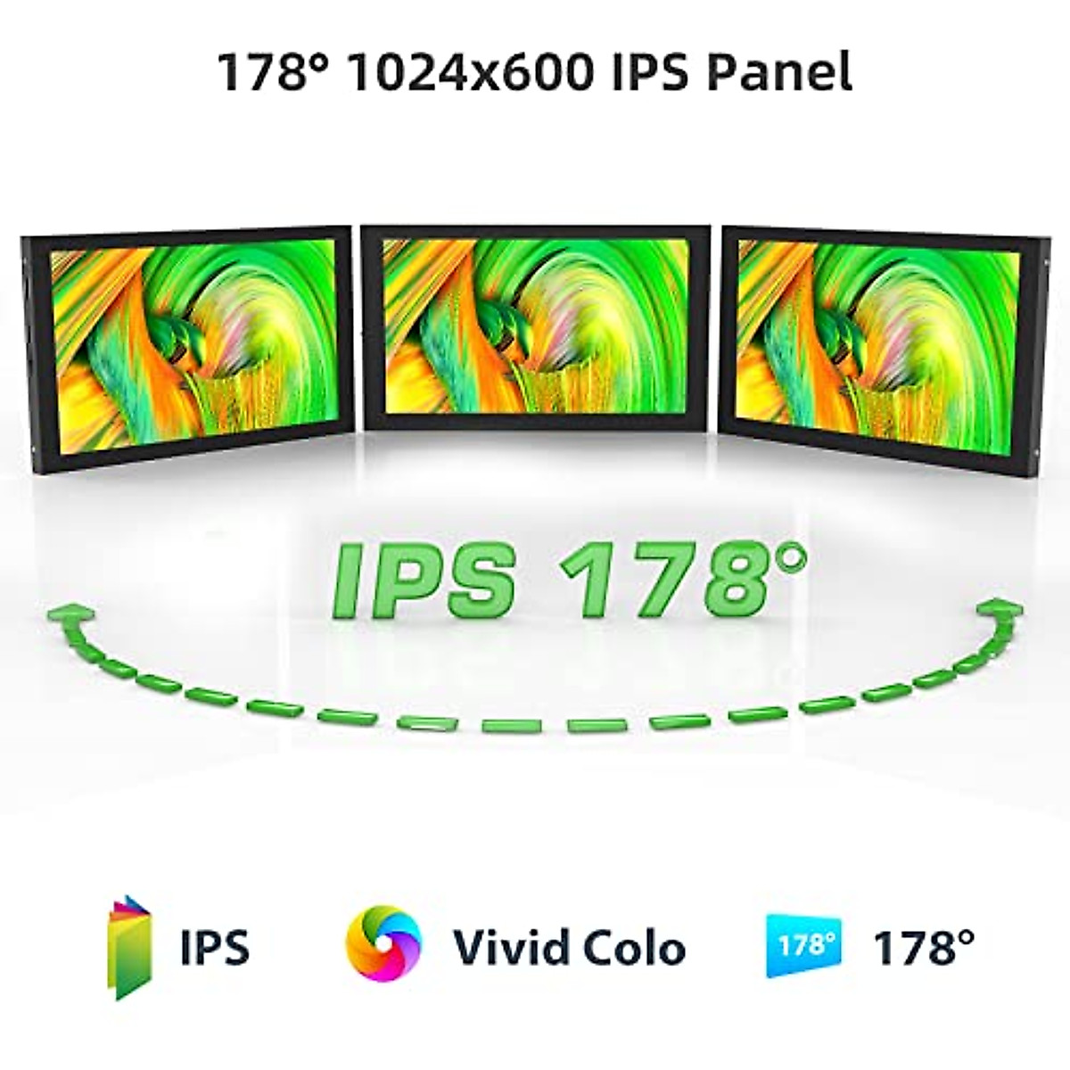 APROTII RasPi Screen, 7 inch 1024x600 IPS Portable Monitor, 5-Points Capacitive Touchscreen Display Mini HDMI Monitor for Laptop RasPi 4B 3B+3A+ & Banana Pi win7/8/10/11 & Game Consoles