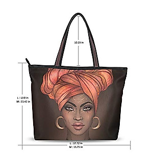 Woman Tote Bag Shoulder Handbag African American Woman for Work Travel Business Beach Shopping School