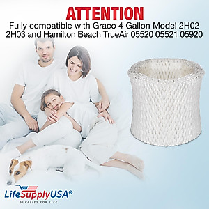 LifeSupplyUSA Humidifier Replacement Filter Compatible with Graco 4 Gallon Model 2H02 2H03 and Compatible with Hamilton Beach TrueAir 05520 05521 05920